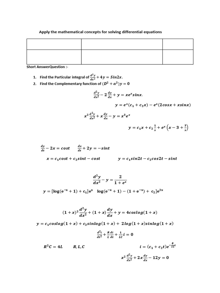 Assignment-1 Unit-1 ODE BAS203 | PDF | Ordinary Differential Equation | Equations