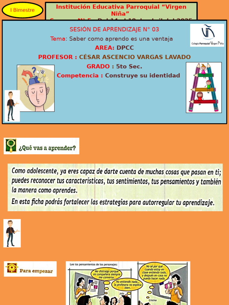 DPCC 5to Sec. Tema N° 3 Saber como aprendo es una ventaja | PDF | Aprendizaje | Metacognición