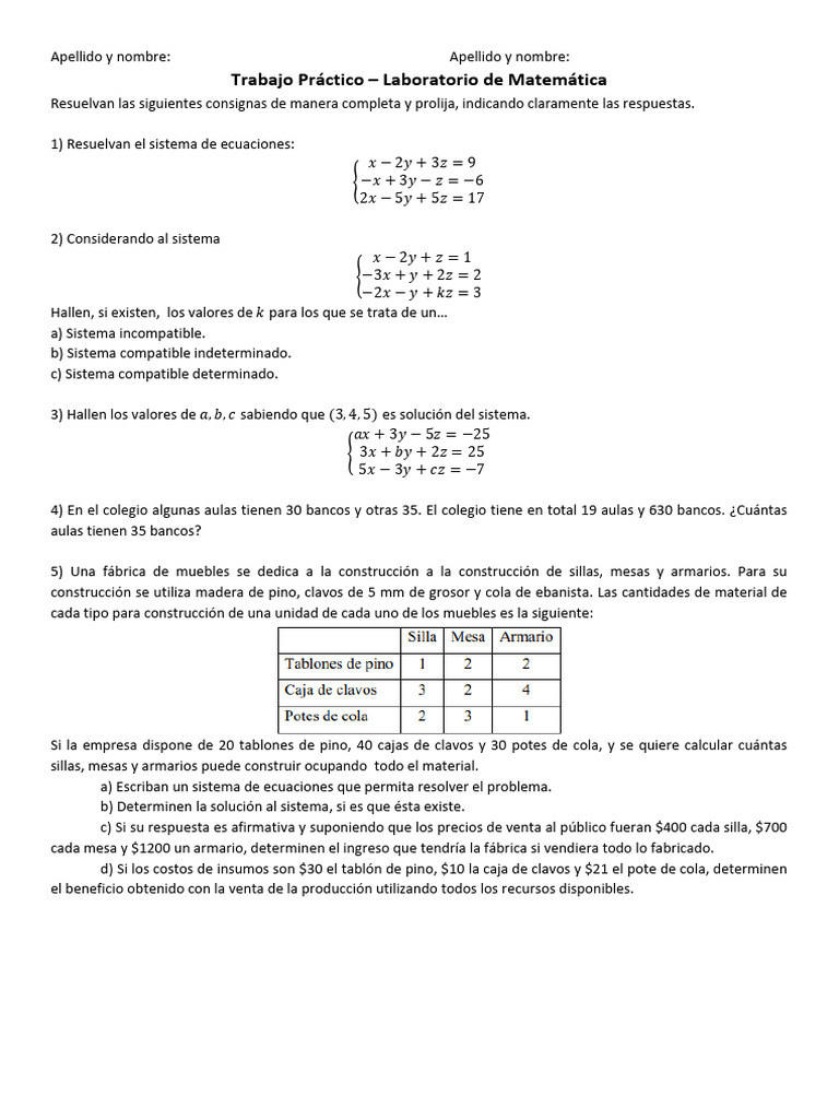 Tp Grupal 1 - Labo Mate | PDF