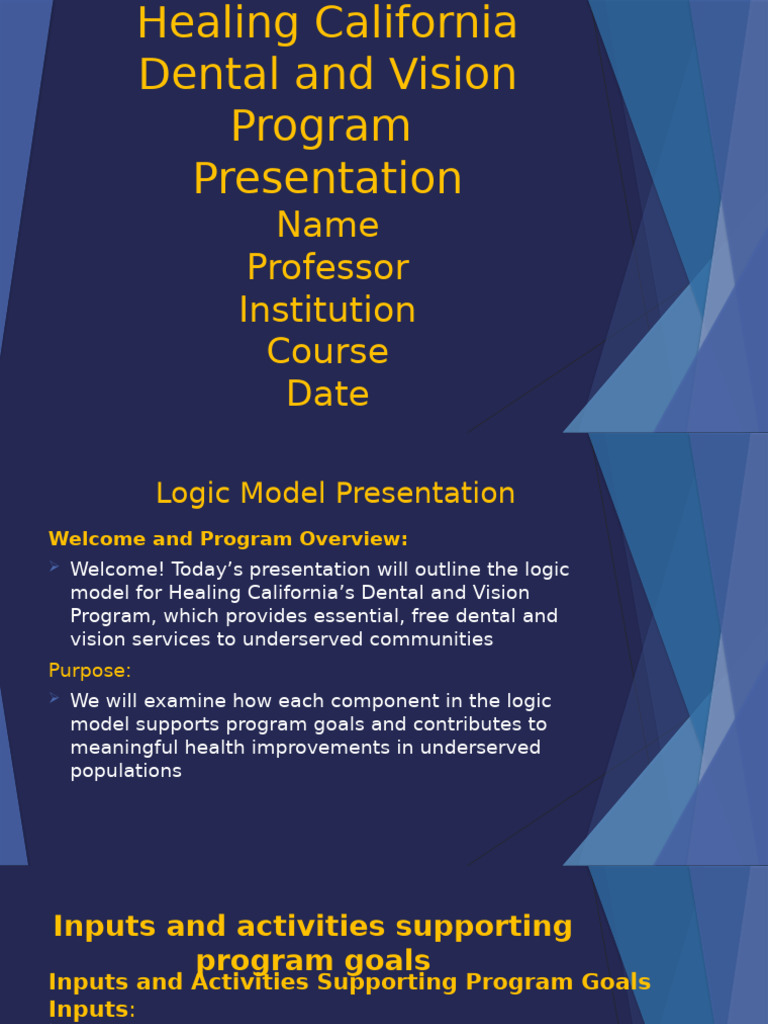 Logic Model Presentation | PDF | Health Care | Preventive Healthcare