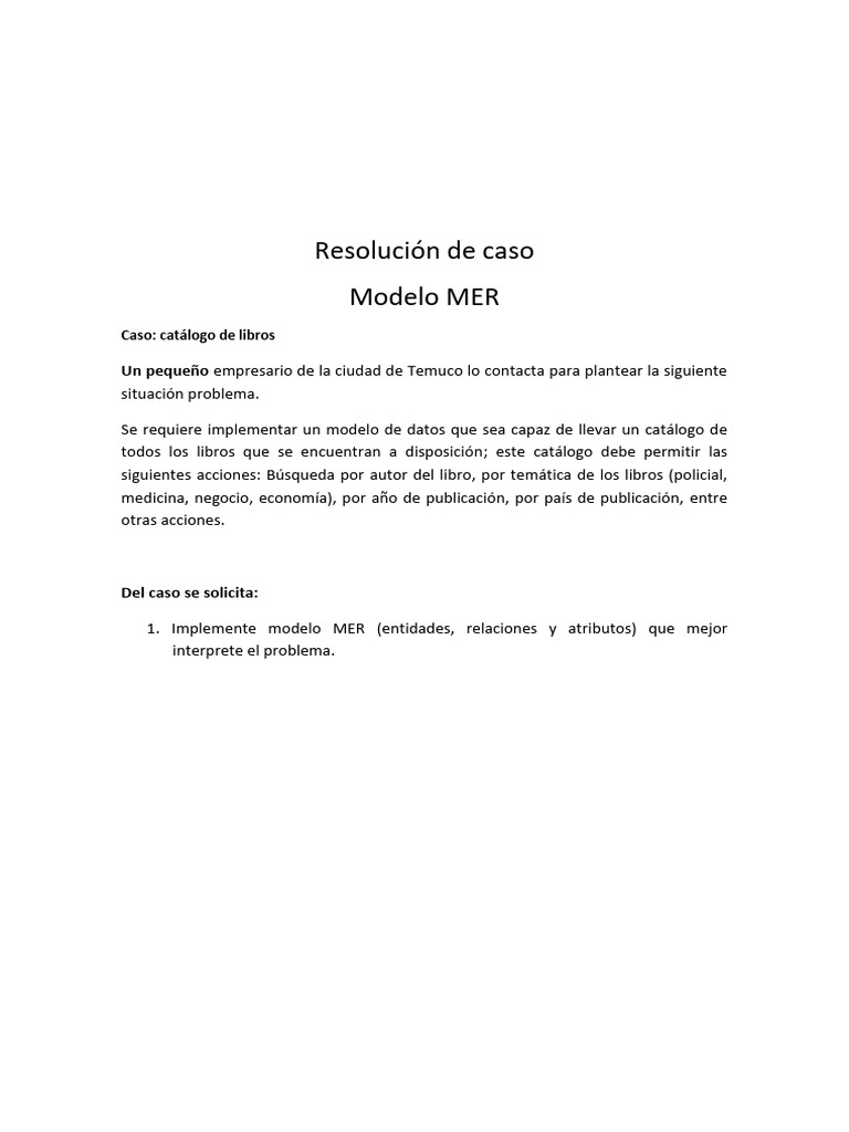 Modelo MER para Catálogo de Libros | PDF