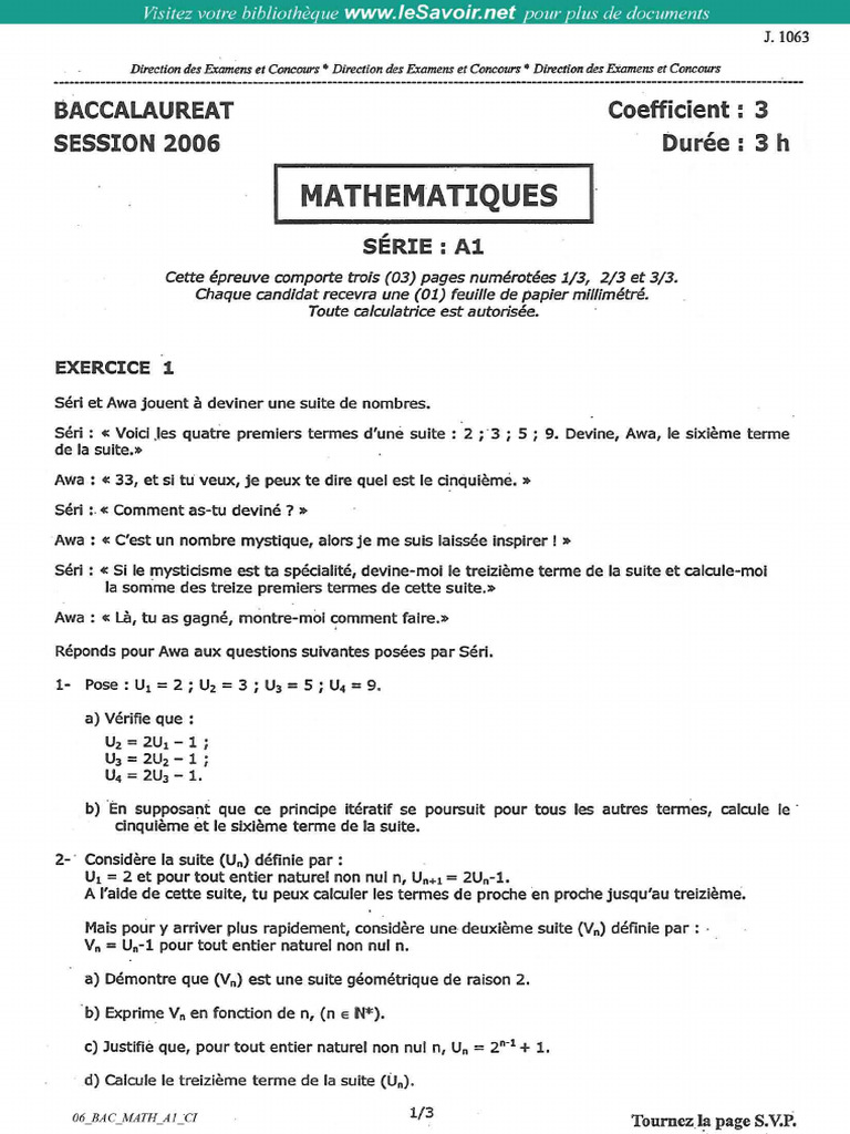 06 Bac Math A1 Ci | PDF
