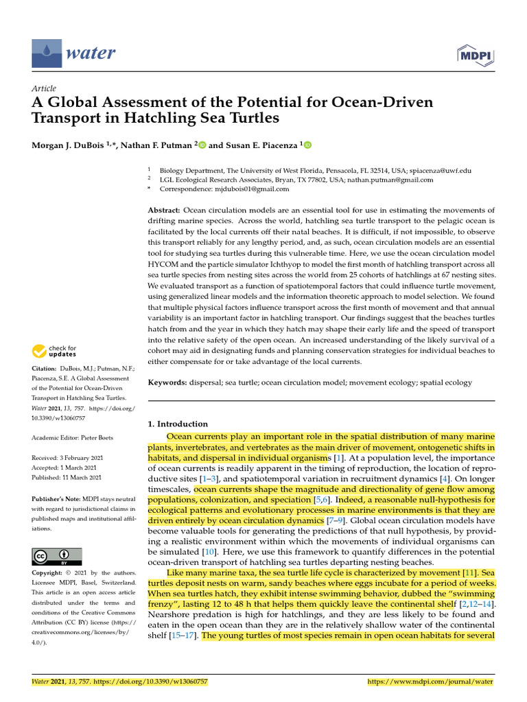 A Global Assessment of The Potential For Ocean-Driven Transport in ...