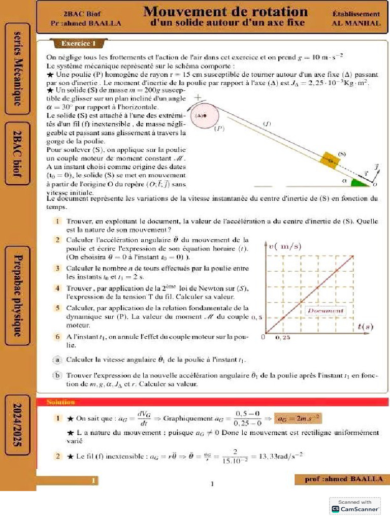 Mouvement de Rotation SP SM Série Des Exercices Avec Correction | PDF