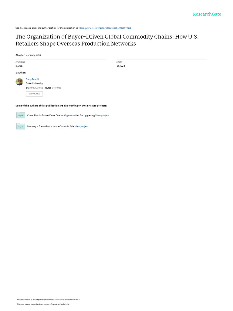 1994 Gereffi RoleofbigbuyersinGCCs chapter5inCCGC | PDF