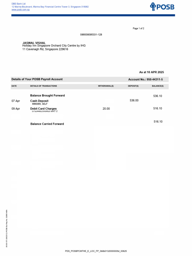 691994892-Posb-Statement 1 | PDF | Deposit Account | Overdraft