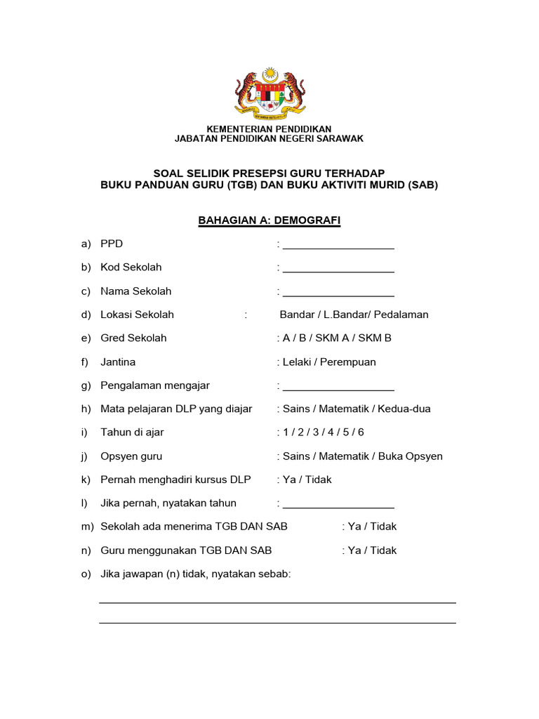 3. Soal Selidik Presepsi Guru Terhadap TGB dan SAB | PDF