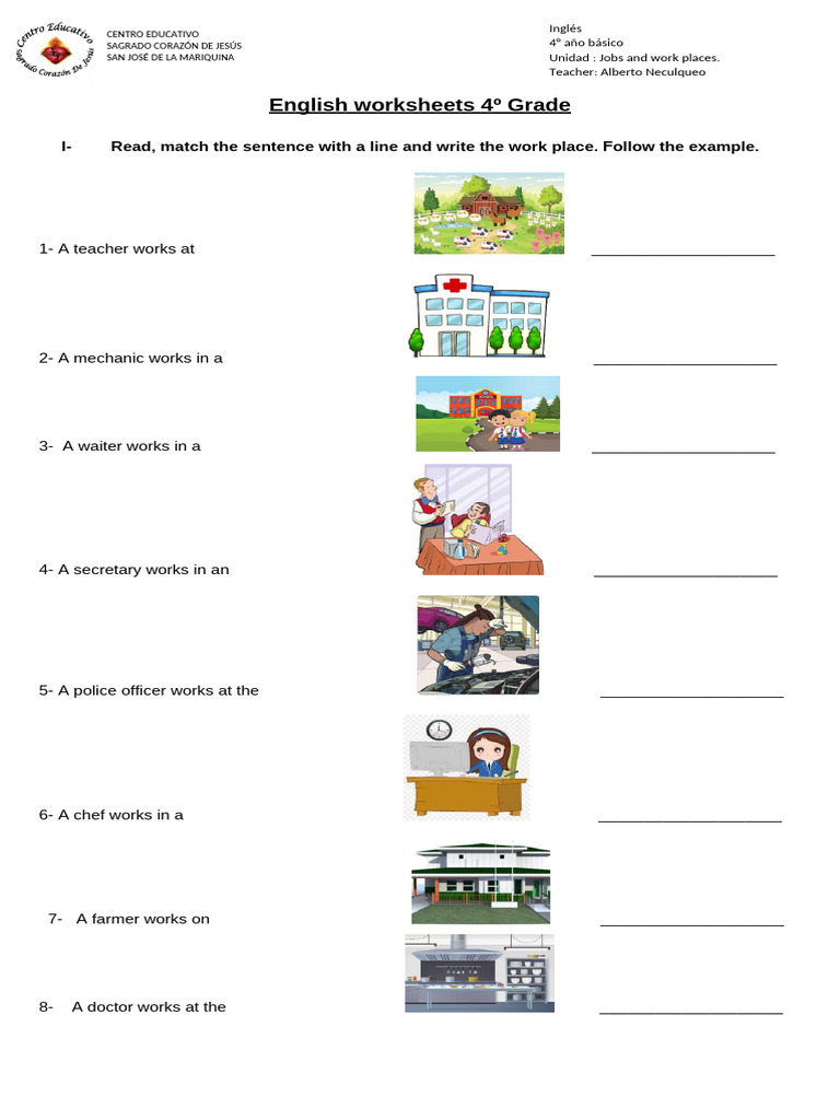 4th Grade English Worksheets: Jobs | PDF