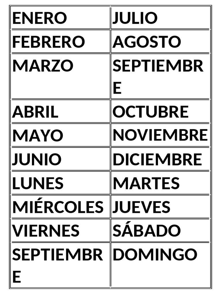 Meses Del Año | PDF