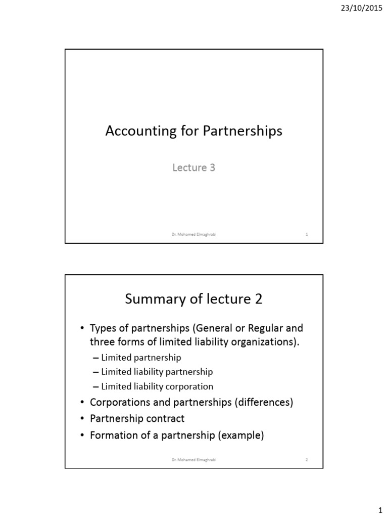 Lecture 3 - Accounting For Partnerships | PDF | Debits And Credits ...