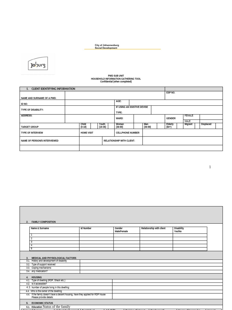 Lated PWD Household Information Gathering Tool | PDF | Disability ...