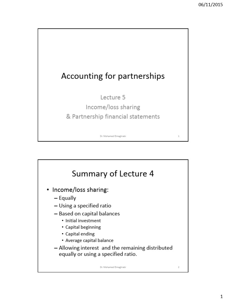 Lecture 5- Accounting for Partnerships | PDF | Income | Partnership
