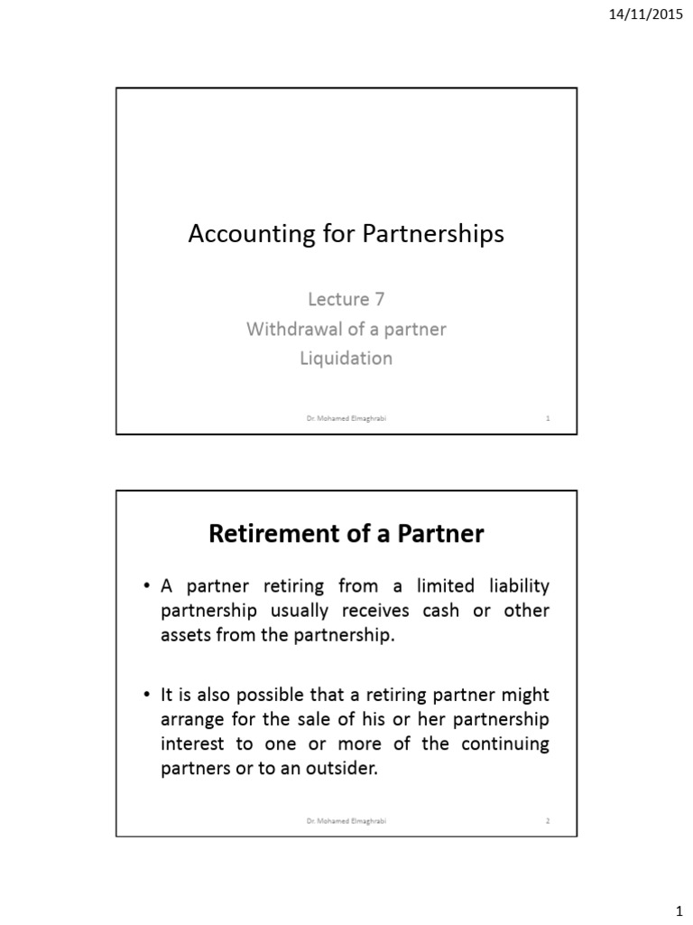 Partner Withdrawal and Liquidation Guide | PDF | Partnership | Debits ...