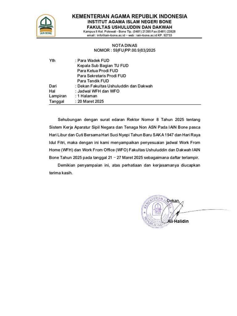 Jadwal WFH Dan WFO | PDF