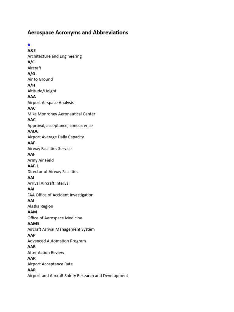 Aerospace Acronyms Overview | PDF | Air Traffic Control | Instrument ...