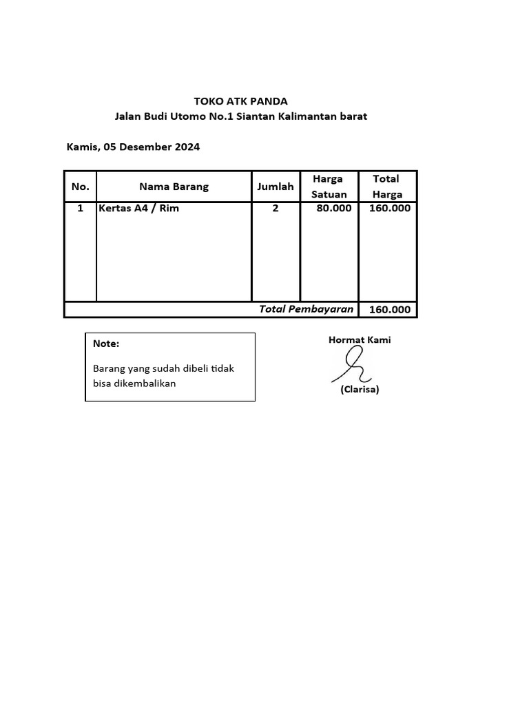 Nota-Pembelian Kertas A4 | PDF