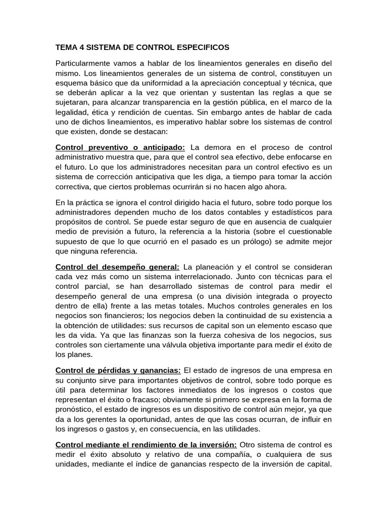 TEMA 4 CONTROL ADMINISTRATIVO | PDF | Business | Capital (economía)