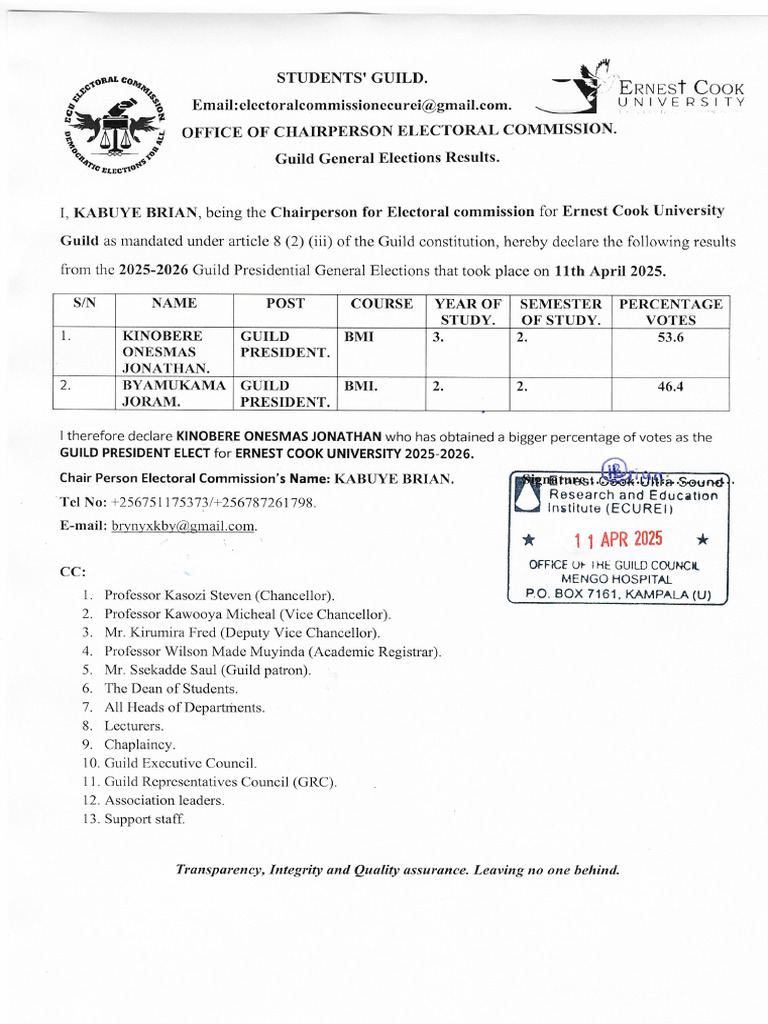 DECLARATION FORM FOR ECU GUILD GENERAL ELECTIONS 2025-2026. | PDF