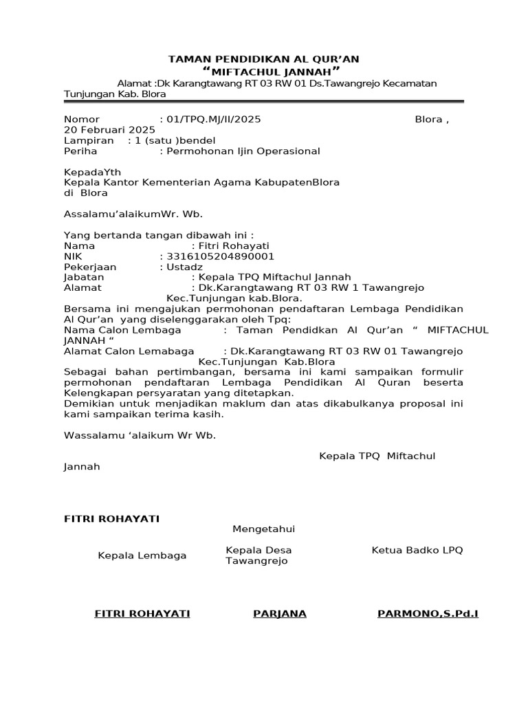 surat permohonan | PDF