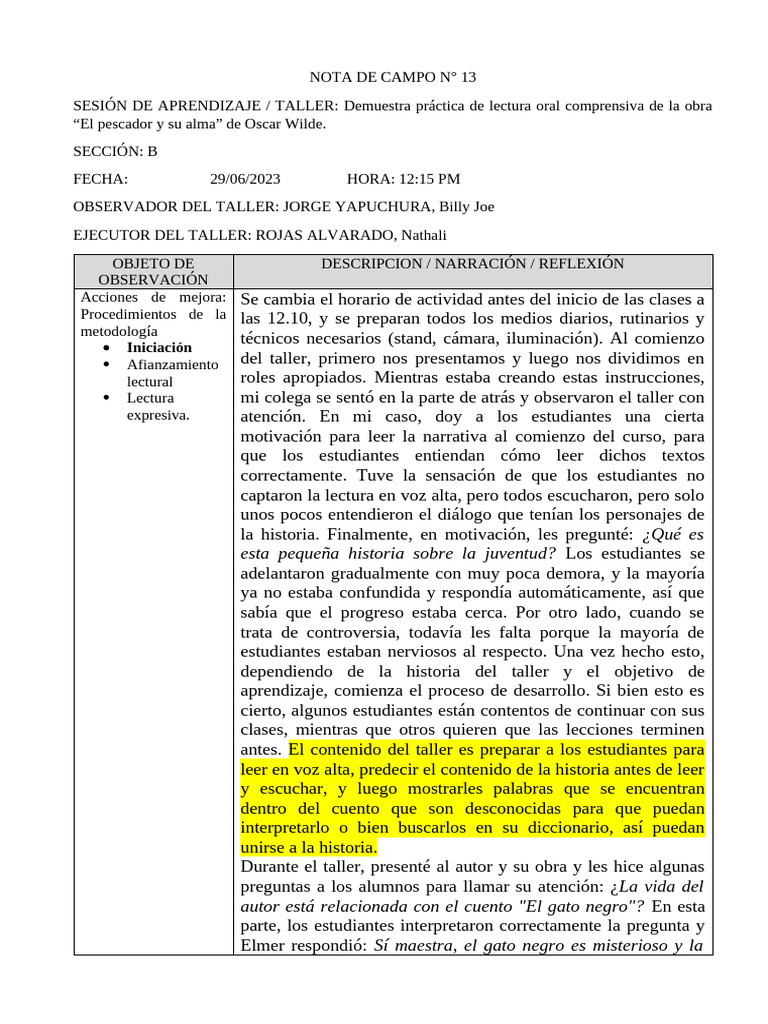 Nota de Campo 13 | PDF