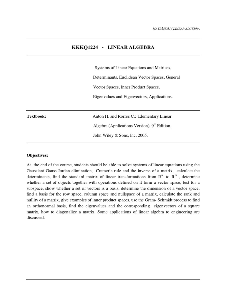 Introduction To Linear Algebra Analyzing Systems Of Linear Equations