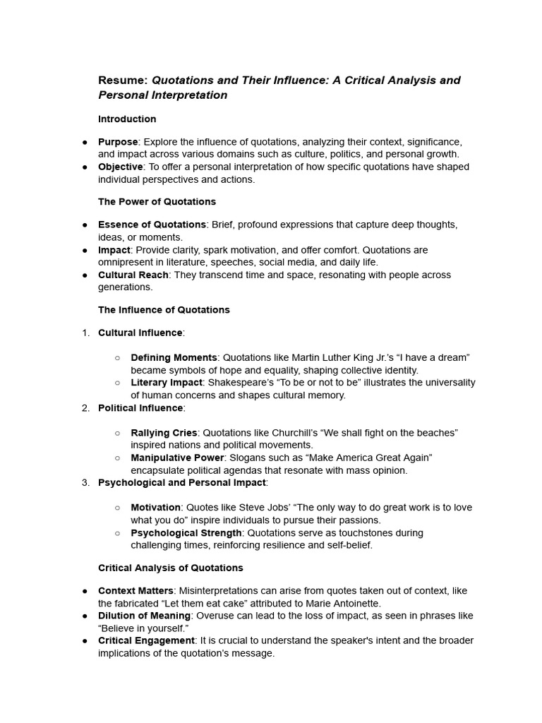Quotations and Their Influence | PDF | Thought | Critical Thinking