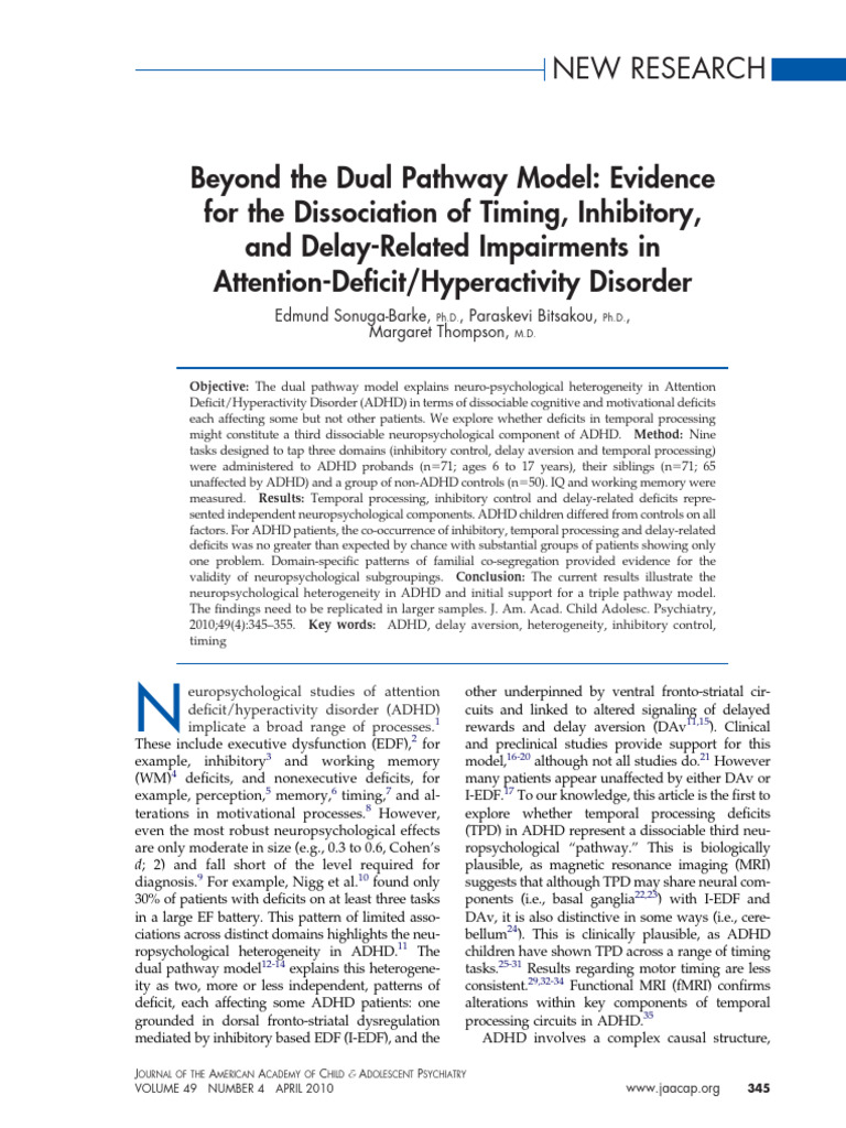 Beyond the Dual Pathway Model. TDAH | PDF | Attention Deficit ...