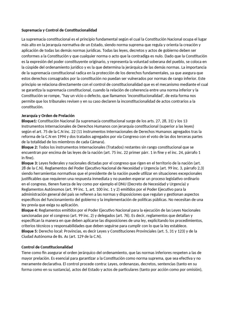 Supremacía y Control de Constitucionalidad | PDF | Constitución | Judicaturas
