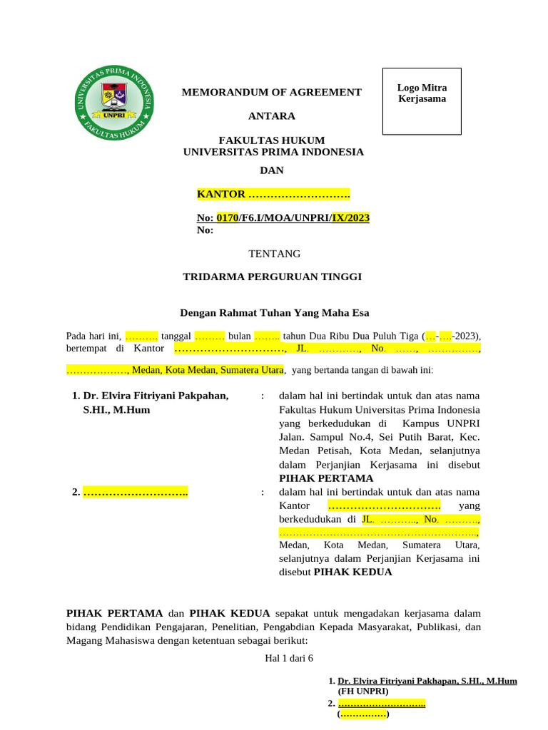 Draf Format Moa Terbaru | PDF