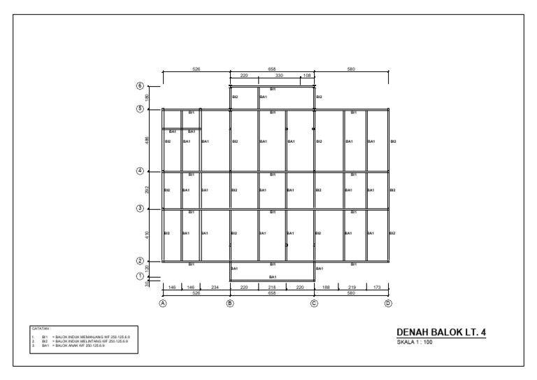 Denah Balok Lt. 4: BI1 BI2 BI2 BA1 | PDF