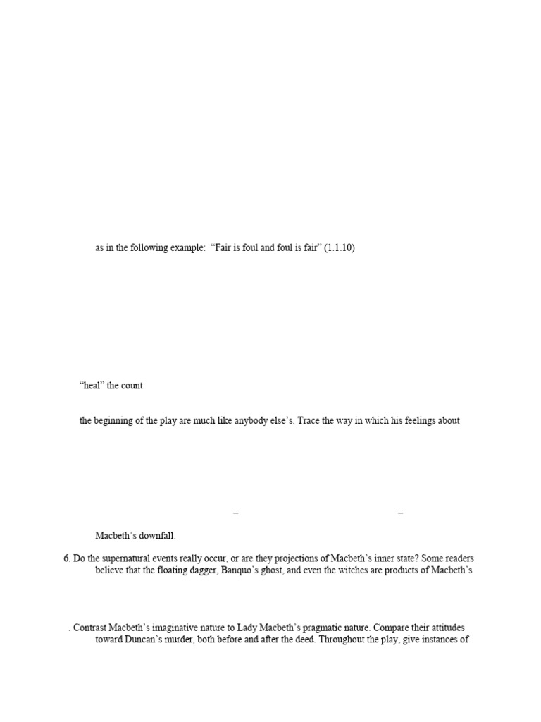 Macbeth Essay Questions | PDF | Macbeth