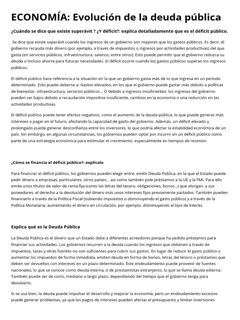 Ecos | PDF | Deuda gubernamental | Balance presupuestario del gobierno