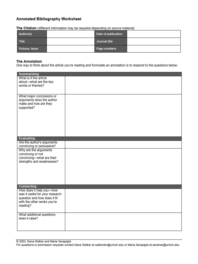 Annotated - Bib - Worksheet 1 | PDF
