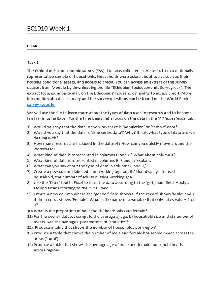 EC1010 Week 1 IT Lab Task 1 | PDF