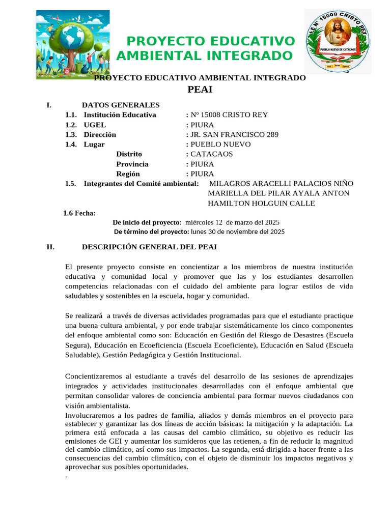 Proyecto Educativo Ambiental PEAI 2025 | PDF | Sustentabilidad ...