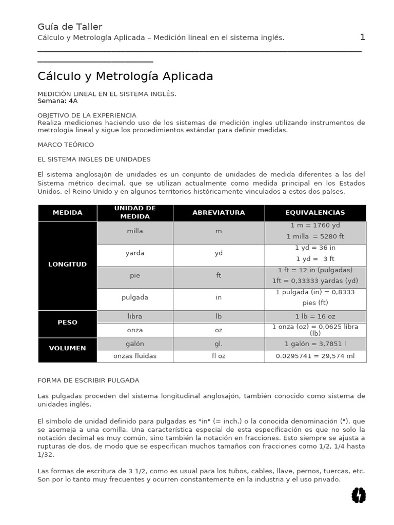 S4A_Medición lineal en el Sistema Inglés | PDF | Medición | Pie (unidad)