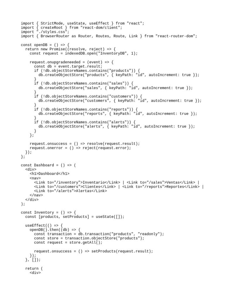 React Inventory Management App | PDF