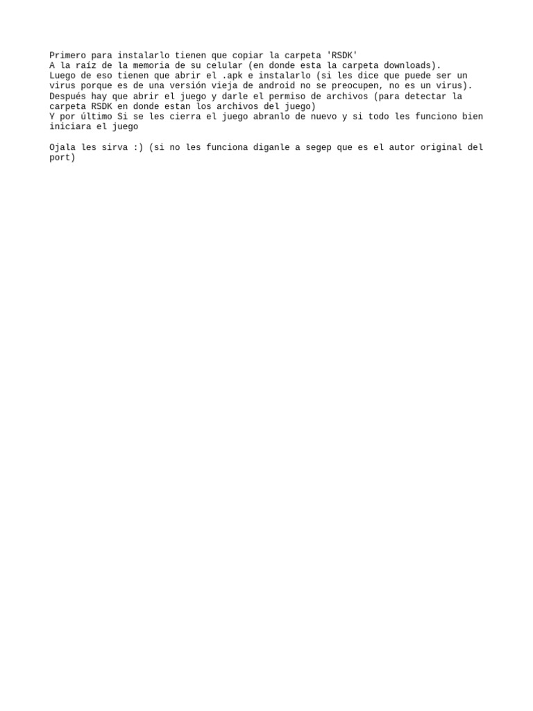 Guía de Instalación del Juego RSDK en Android | PDF