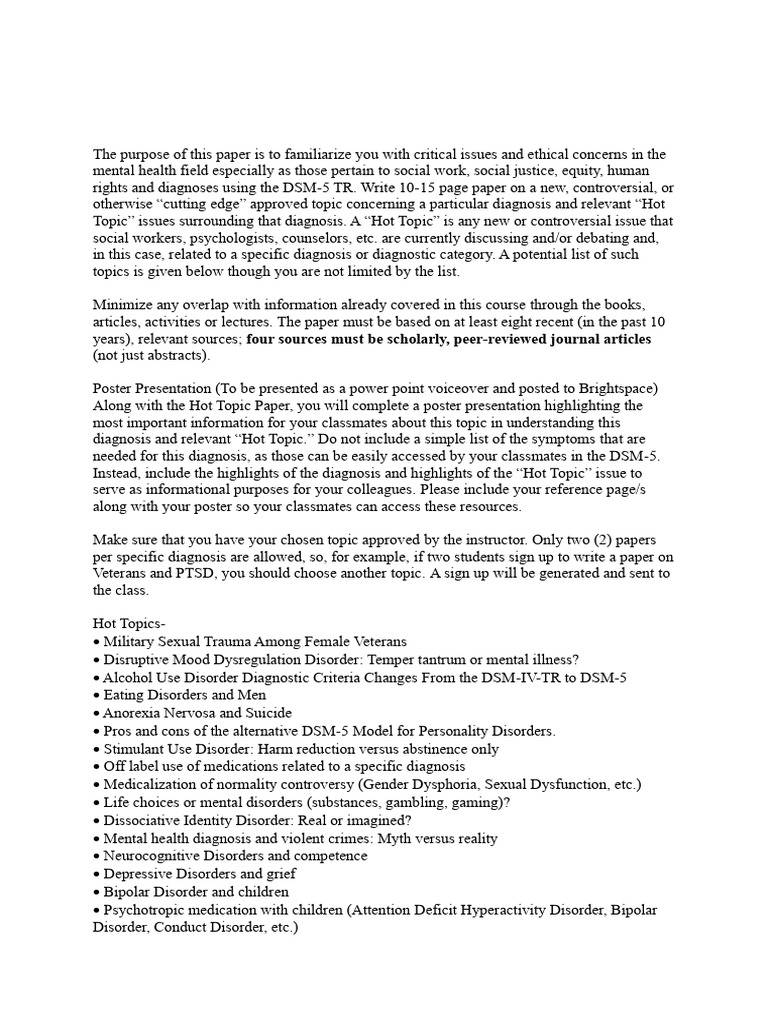 Hot Topic Paper and Presentation | PDF | Mental Disorder | Dsm 5