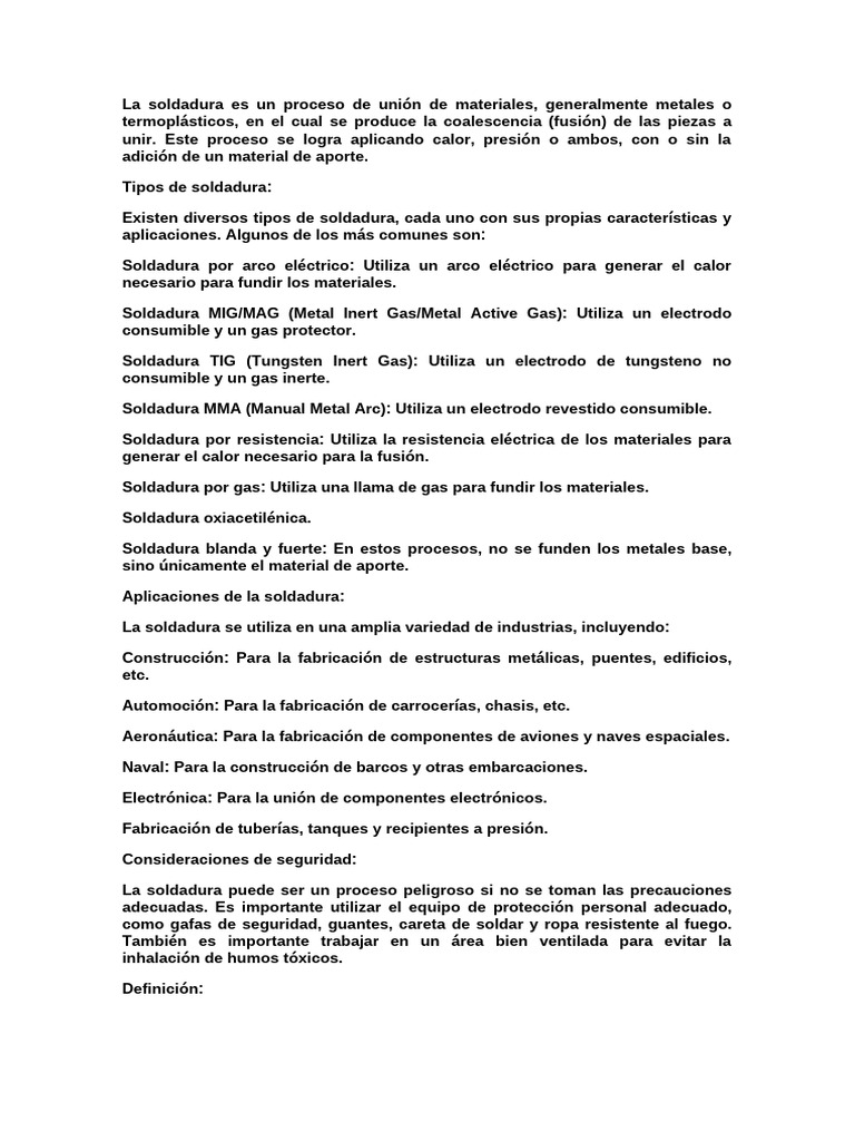 La Soldadura Es Un Proceso de Unión de Materiales Fase 2 | PDF ...
