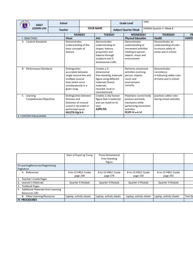 DLL_MAPeH-2_Q4W8 | PDF
