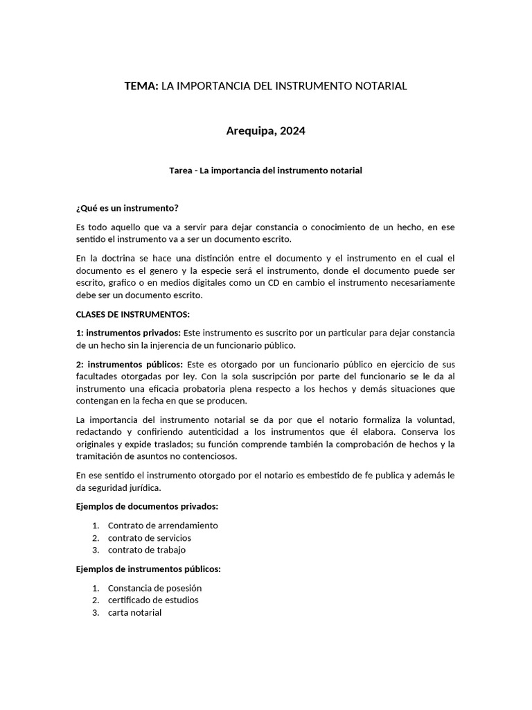 Importancia del Instrumento Notarial | PDF