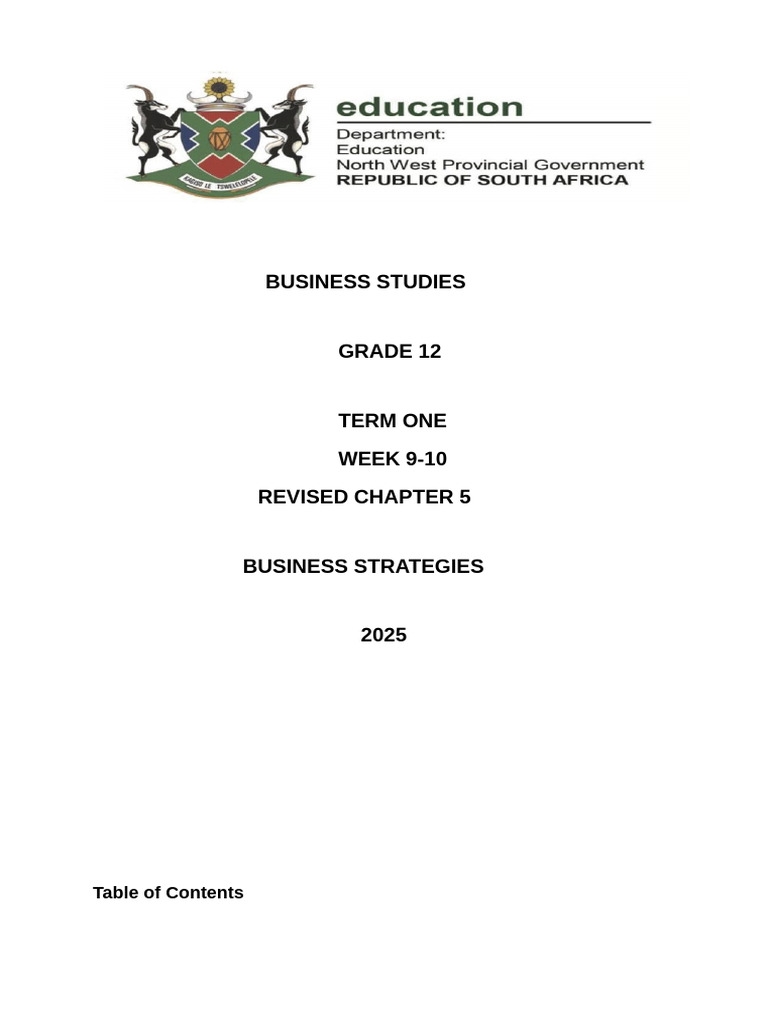 Business Strategies for Grade 12 Students | PDF | Strategic Management ...
