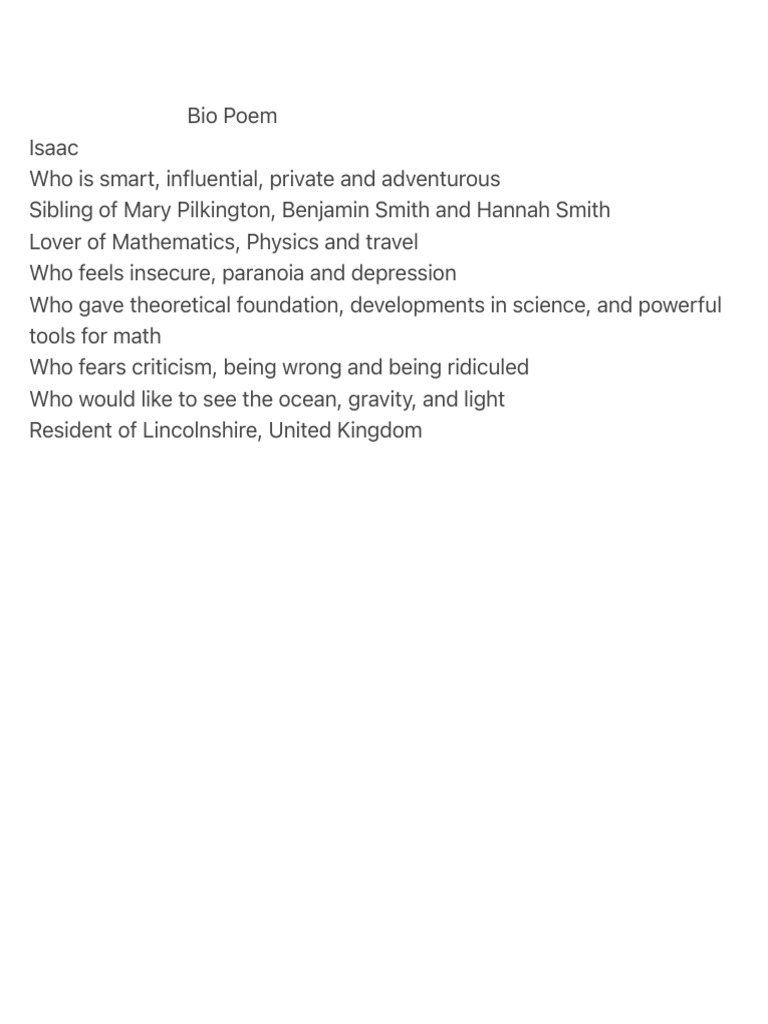 Isaac: A Personal Bio Poem | PDF