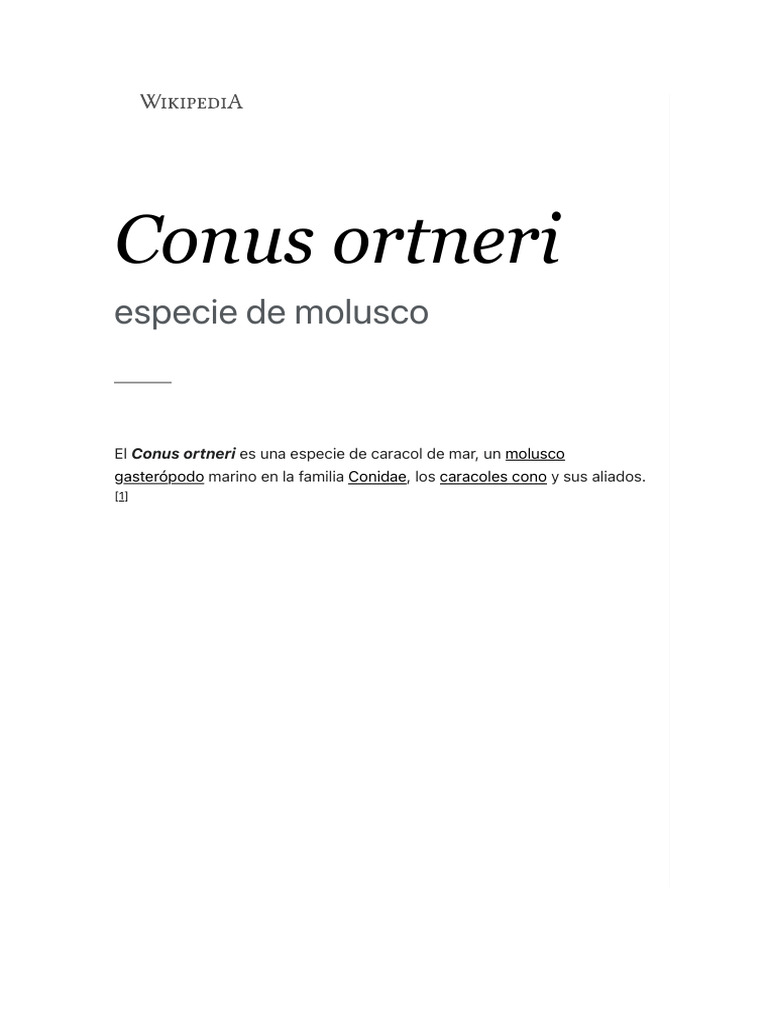 Conus ortneri: Molusco Venenoso Marítimo | PDF