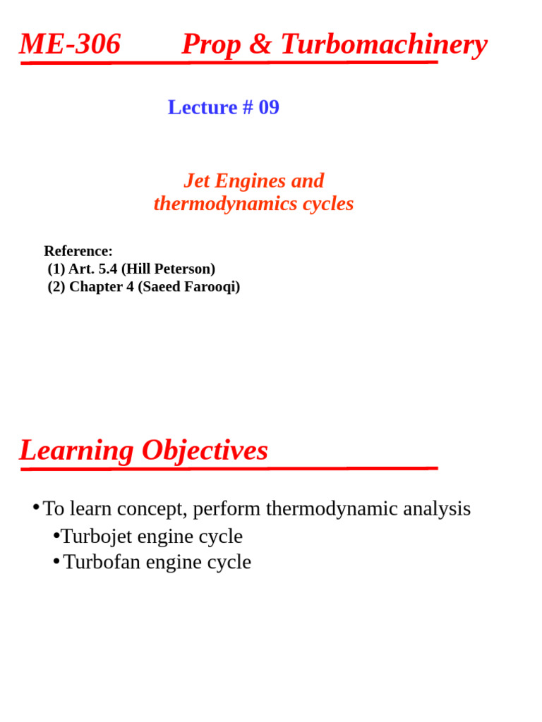 Lect 09. Jet Engines and Cycles | PDF | Engines | Jet Engine