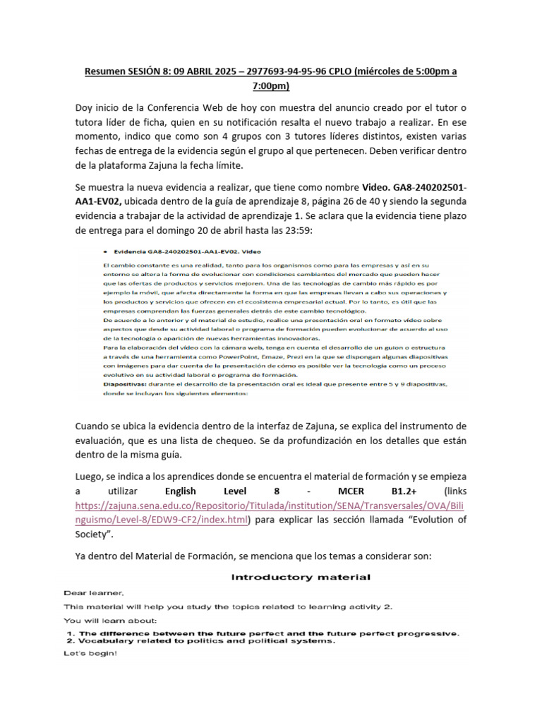 Video y Futuro Perfecto Continuo en Inglés | PDF