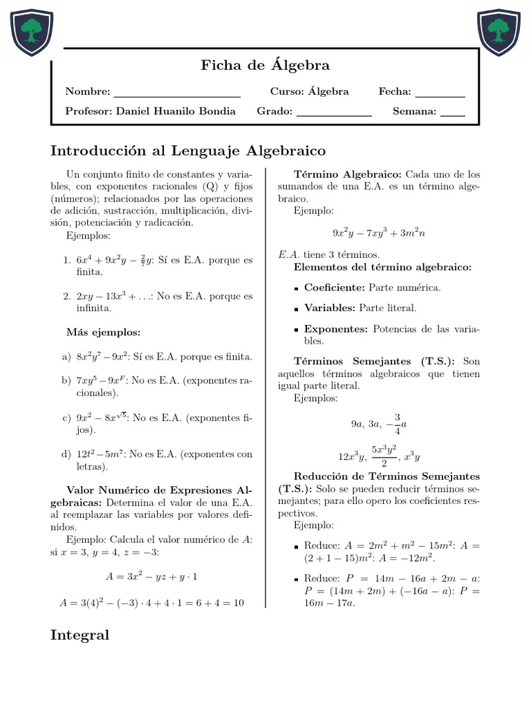 Algebra 2do Grupo | PDF | Aritmética | Objetos matemáticos