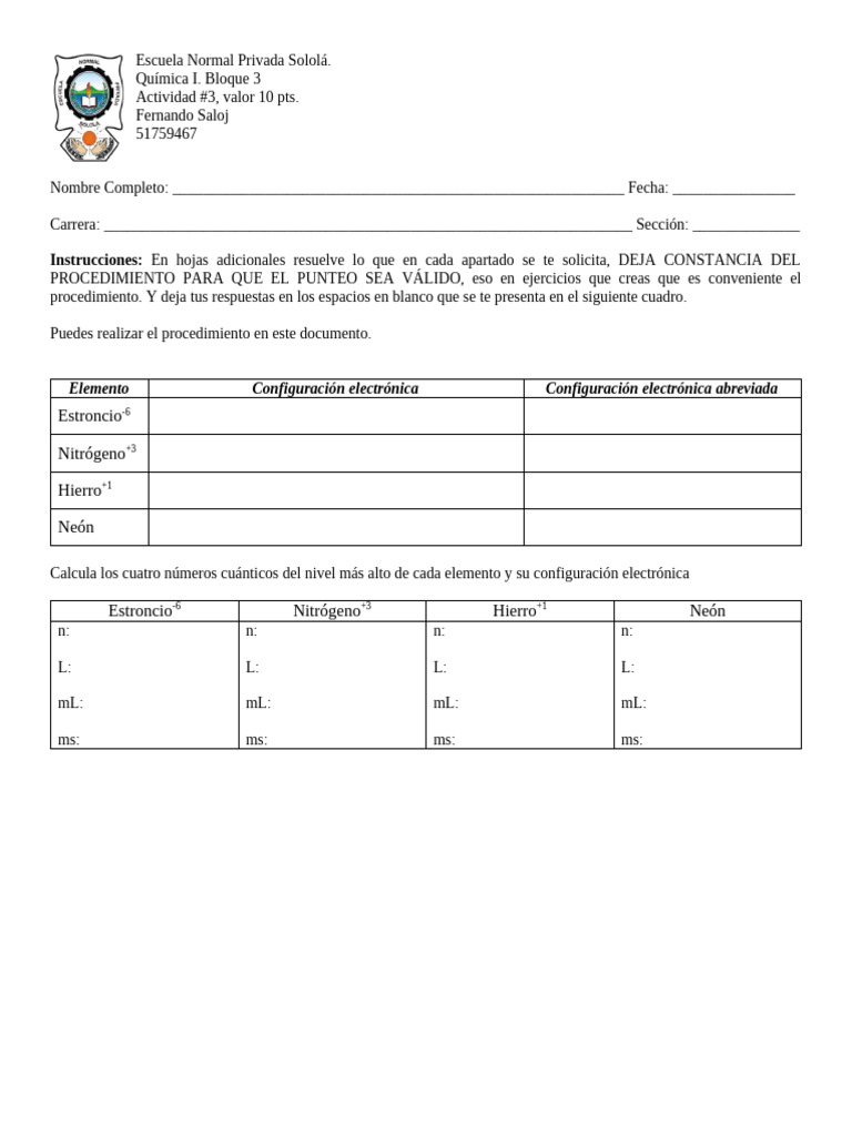 Act#3, Química 3er Bloque | PDF
