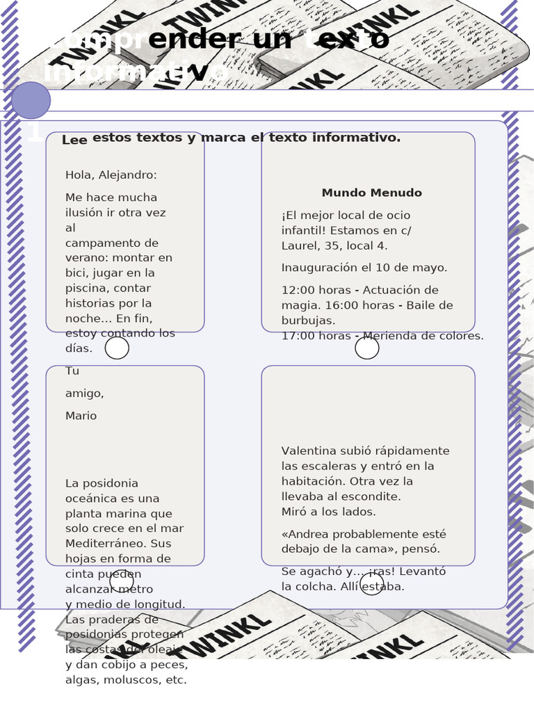 Comprender y Escribir Un Texto Informativo | PDF | Nutria | Zoología